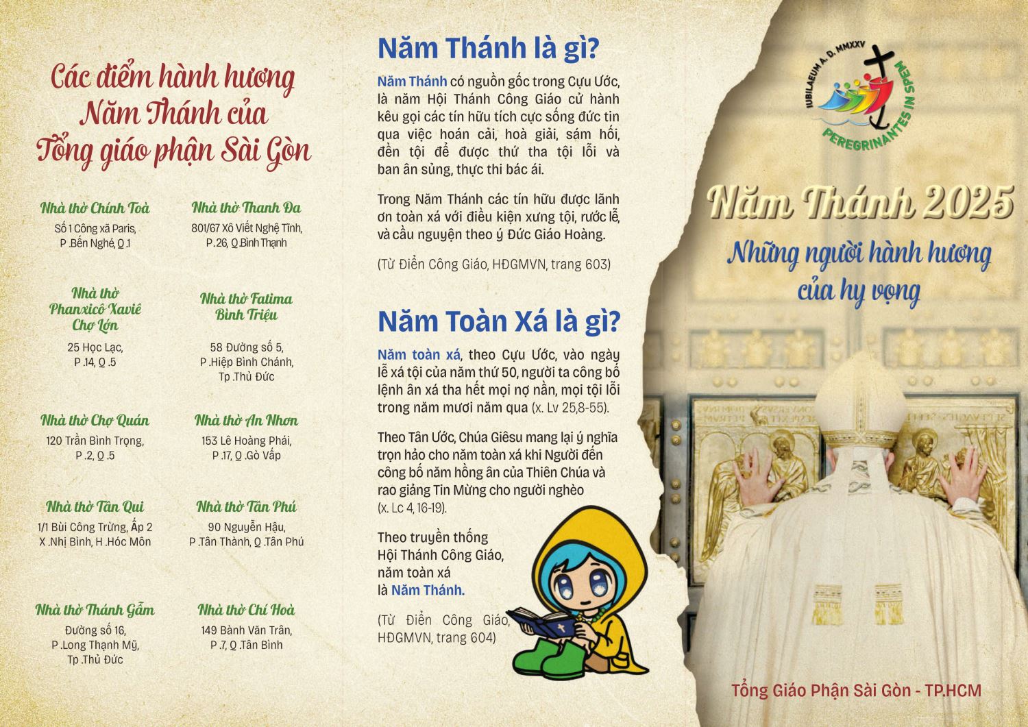 Các điểm hành hương Năm Thánh 2025 của Tổng Giáo phận Sài Gòn